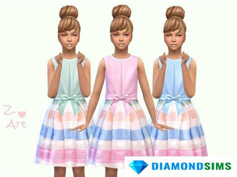 Нарядное платье в полоску от Zuckerschnute20 для Sims 4 скачать дополнение бесплатно