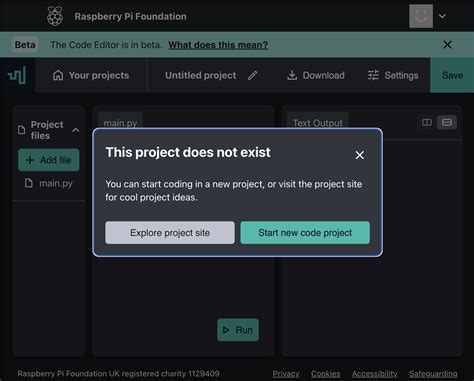 Project Not Found Or No Access Rights Messaging Issue Raspberrypifoundation Editor Ui