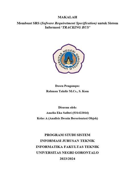 Analisis Desain Berorientasi Objek Srs Tracking Bus Ung Pdf