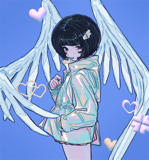 Safebooru 1girl Absurdres Black Hair Blue Background Blue Eyes Blunt
