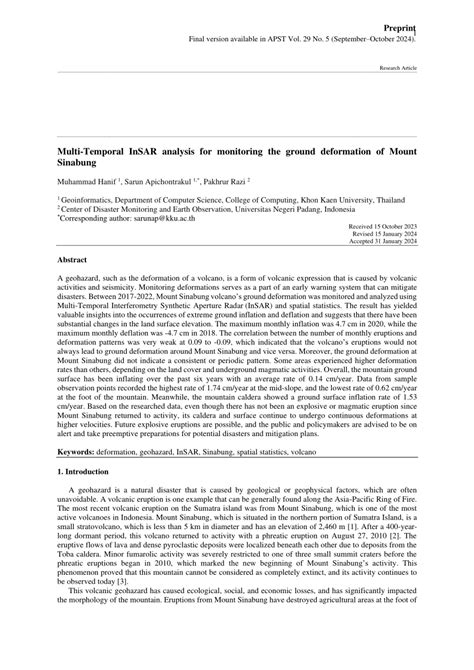 Pdf Multi Temporal Insar Analysis For Monitoring The Ground