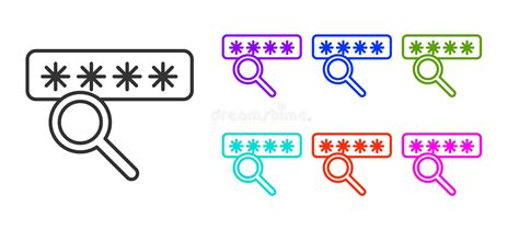 Black Line Password Protection And Safety Access Icon Isolated On White Background Security