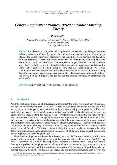 PDF College Employment Problem Based On Stable Matching Theory