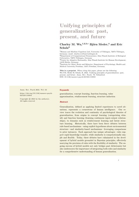 Pdf Unifying Principles Of Generalization Past Present And Future