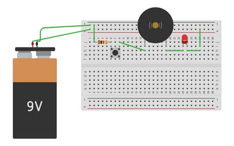 circuit design sistema de un timbre tinkercad