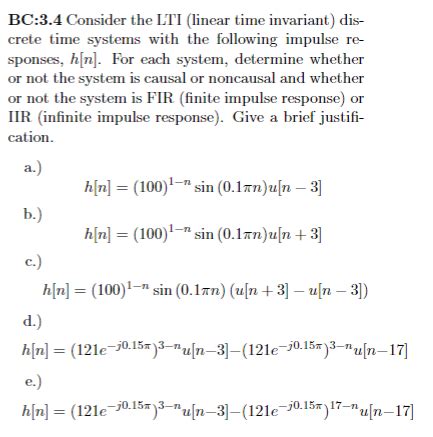 Solved BC Consider The LTI Linear Time Invariant Chegg