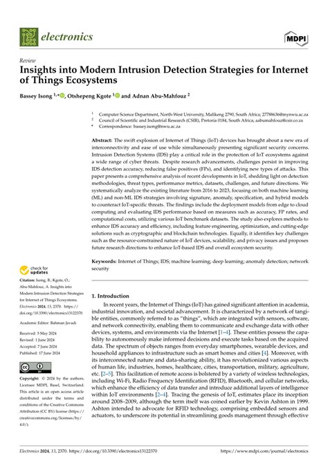 Pdf Insights Into Modern Intrusion Detection Strategies For Internet Of Things Ecosystems