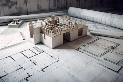 premium ai image architecture 3d and blueprints representation