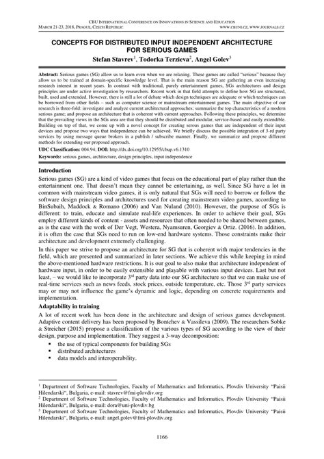 Pdf Concepts For Distributed Input Independent Architecture For Serious Games