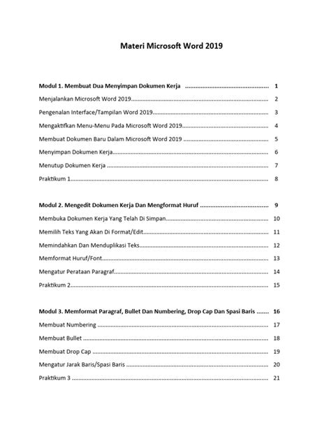materi microsoft word 2019 pdf