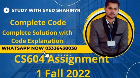cs604 assignment 1 solution fall 2022 cs604 assignment no 1 100