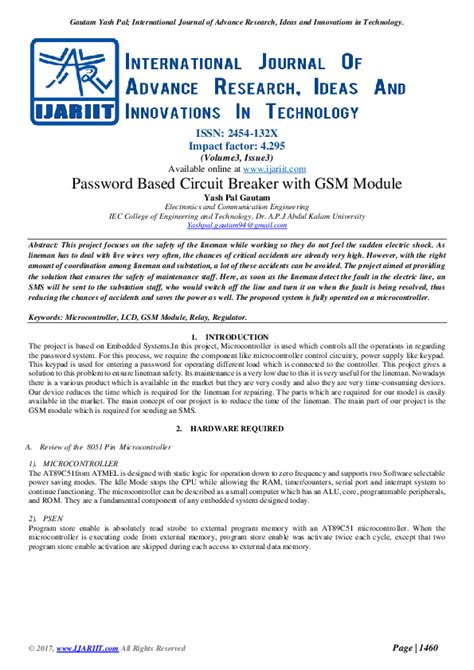 Pdf Password Based Circuit Breaker With Gsm Module