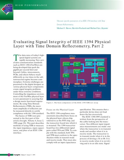 evaluating signal integrity of ieee 1394 physical layer with time