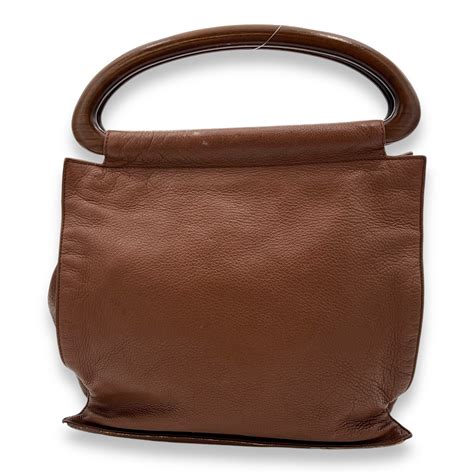 Vintage Cc Brown Top Handle Bag In Calfskin Gold Hardware Stoviglie