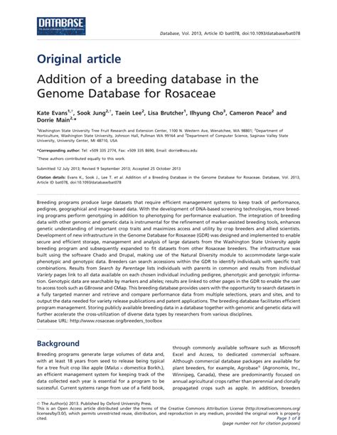 Pdf Addition Of A Breeding Database In The Genome Database For Rosaceae