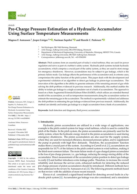 Pdf Pre Charge Pressure Estimation Of A Hydraulic Accumulator Using