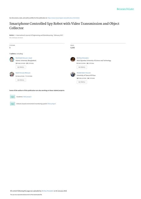 Irjet Android Controlled Surveillance Robot With Obstacle Detection Using Arduino Pdf