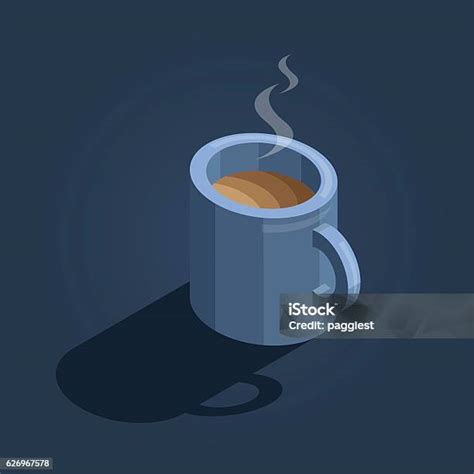 커피 아이소메트릭 블루 컵 갈색에 대한 스톡 벡터 아트 및 기타 이미지 갈색 검은색 등측투영법 Istock