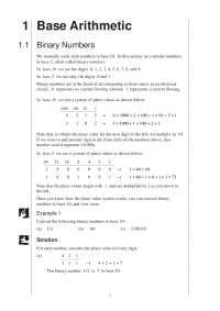 Binary Number And Other Bases Arithmetic Exercises Number Theory Docsity