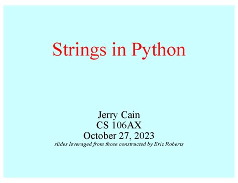 14 Strings In Python If Else Do Strings In Python Jerry Cain Cs