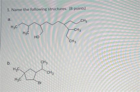 Solved 1. Name the following structures. (8 points) а. CH3 | Chegg.com