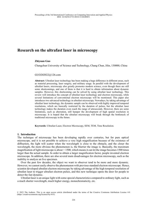 Pdf Research On The Ultrafast Laser In Microscopy