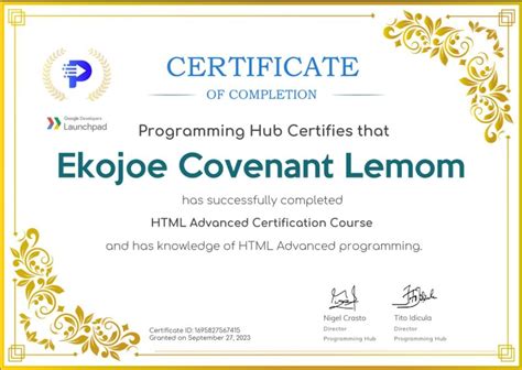 Ekojoe Covenant On Linkedin Html Advanced Certificate Of Completion On Programming Hub Ekojoe Covenant On Linkedin Html Advanced Certificate Of Completion On Programming Hub