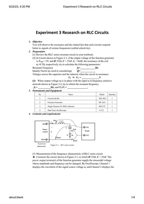 SOLUTION Experiment Research On Rlc Circuits Studypool