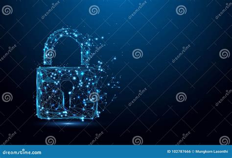Cyber Security Concept Lock Symbol From Lines And Triangles Point