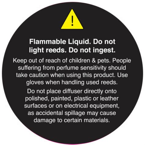 50mm Reed Diffuser Safety Label Black White Text Cosy Owl The