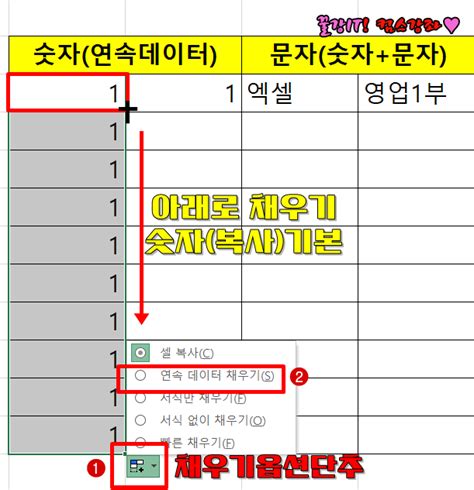 엑셀기초 활용수업 엑셀의 자동 채우기 기능 숫자 문자 날짜 수식 네이버 블로그