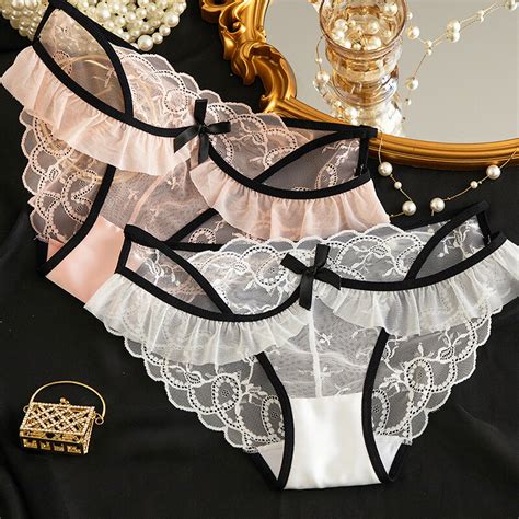 4 Pack Lot Sexy Womens See Through Sheer Panties Underwear Lace Briefs