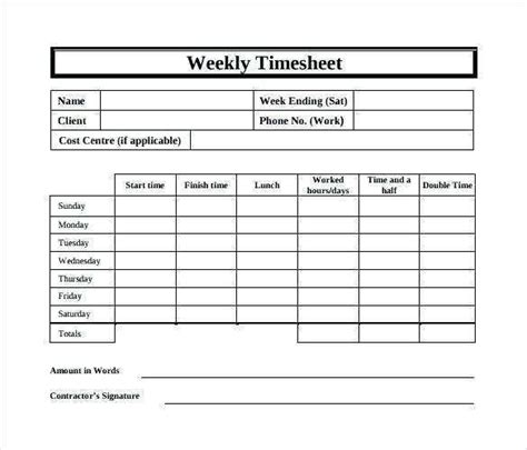 Week Time Card Template Cards Design Templates