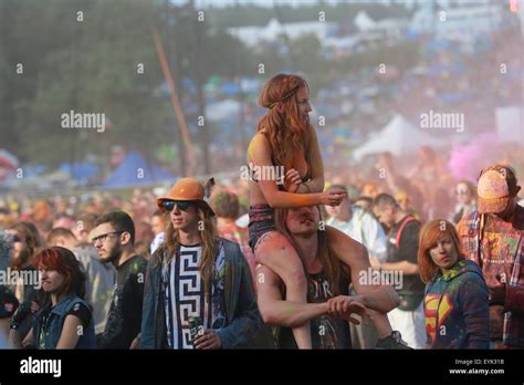 Visitors Went To The Festival And Stop In Küstrin In Poland Woodstock