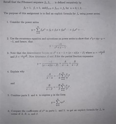 solved recall that the fibonacci sequence fo fi is