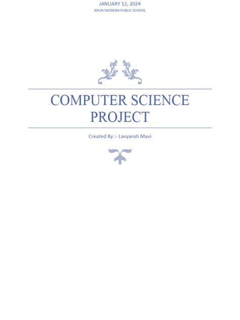 Computer Sceince Project Pdf Software Engineering Computer Science