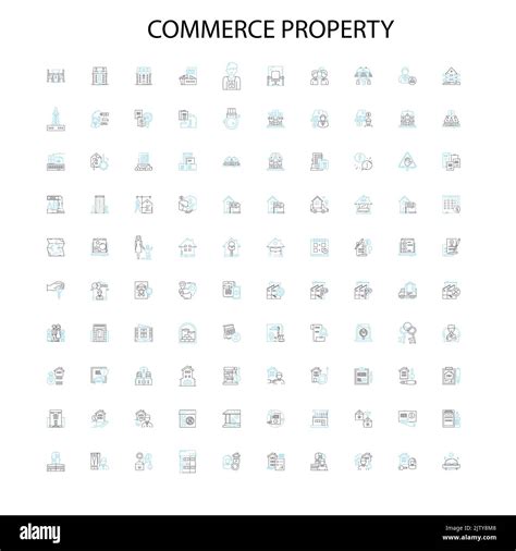 Commerce Property Icons Signs Outline Symbols Concept Linear