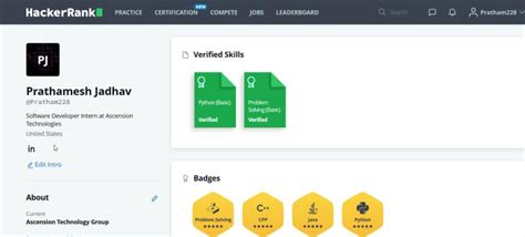 Prathamesh Jadhav On Linkedin Hackerrank Coding Developerlife