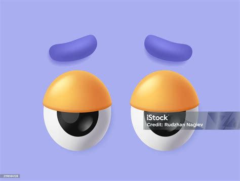 3d 눈 재미있는 만화 아이콘 또는 눈알 눈꺼풀 눈썹이 있는 만화 이모티콘 눈은 피로의 감정을 표현합니다 재미있는 시력 쌍