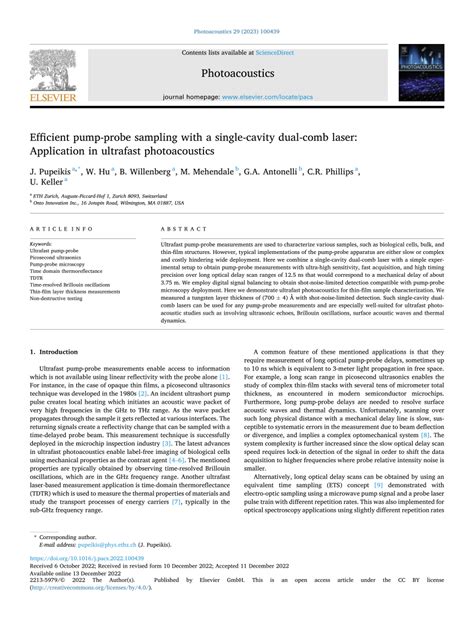 Pdf Efficient Pump Probe Sampling With A Single Cavity Dual Comb Laser Application In