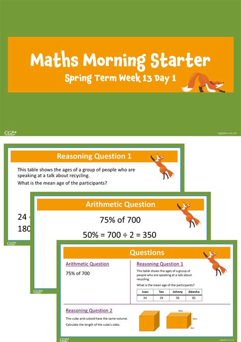 Maths Sats Morning Starter — Spring Term Week 13 Day 1 Year 6 Cgp Plus