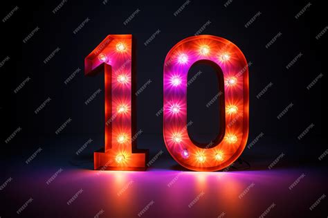 A Red Number 10 With A Red Led Light Premium Ai Generated Vector