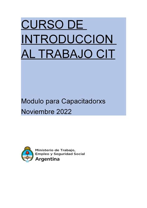 Curso De Introduccion Al Trabajo Cit Curso De Introduccion Al Trabajo