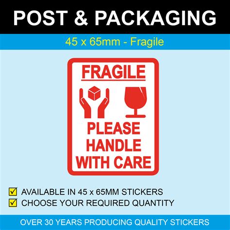 45 X 65mm Fragile Stickers Price Stickers