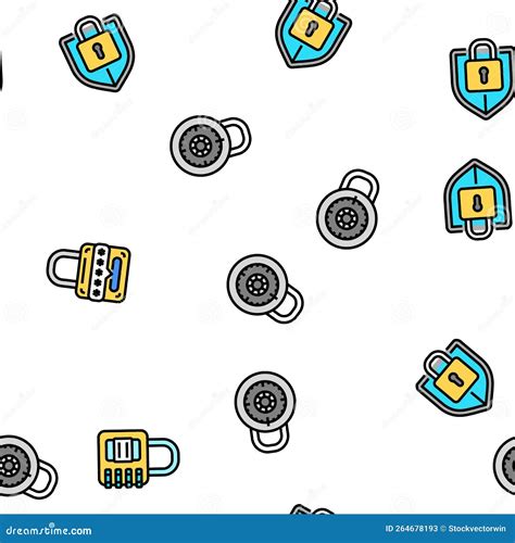 Padlock Lock Safe Password Key Vector Seamless Pattern Stock Illustration Illustration Of