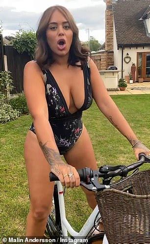 Malin Andersson Puts On Very Busty Display In A Black Swimsuit Daily Mail Online
