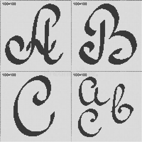 Pattern For Knitting Or Cross Stitch Calligraphic Letters A B C Stock Vector Illustration