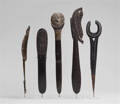 Five Massim Lime Spatulas Lot 130