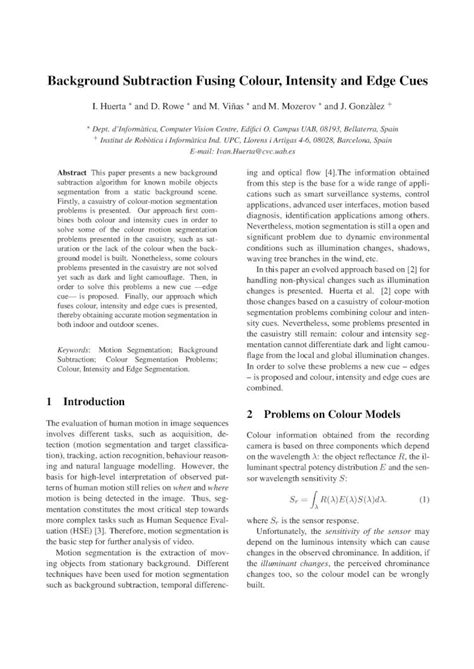 PDF Background Subtraction Fusing Colour Intensity And Edge Digital