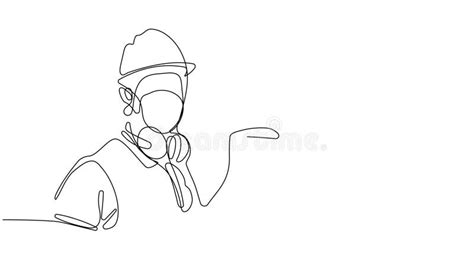Animated Self Drawing Of Continuous Line Draw Building Foreman Controlling Stock Footage Video
